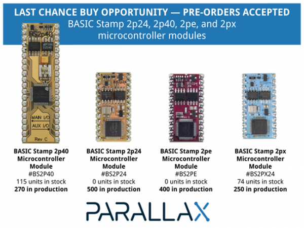 BASIC Stamp 2p24, 2p40, 2pe, And 2px Last Chance Purchase Opportunity ...