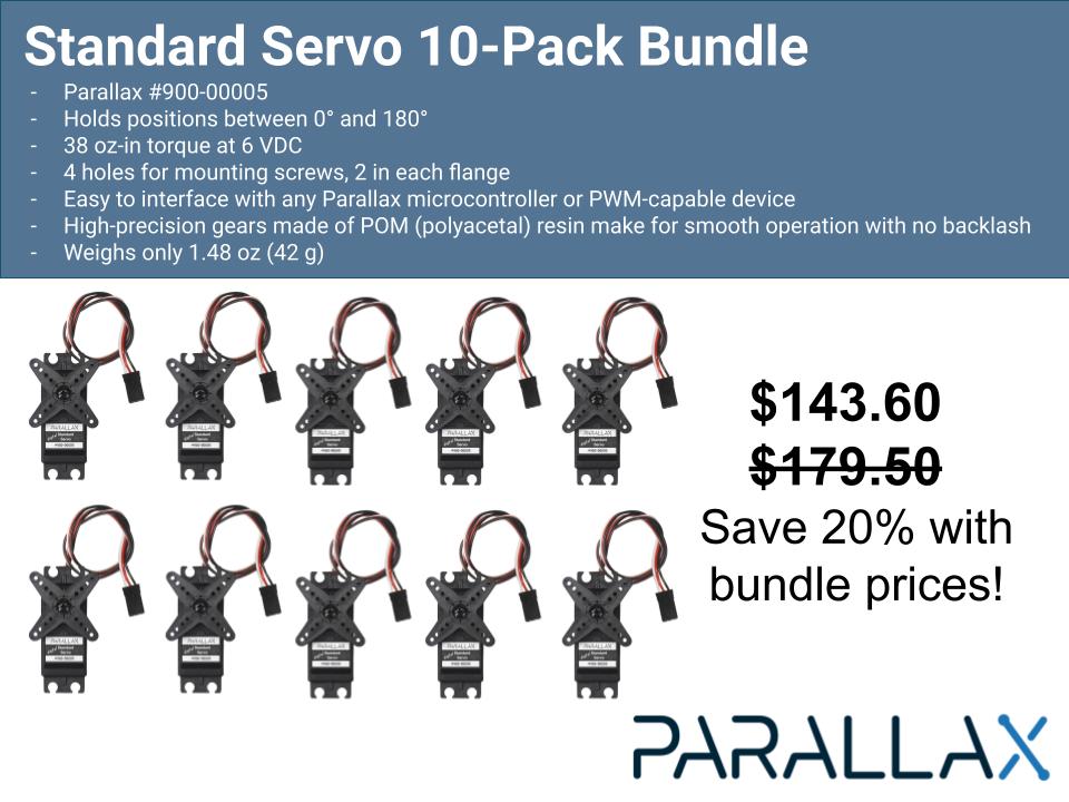 Parallax Standard Servo Bundle Parallax