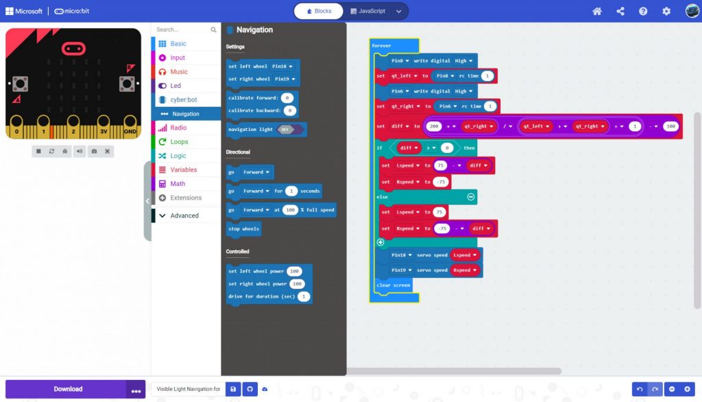 Microsoft Makecode Block Coding For Cyber:bot - Parallax
