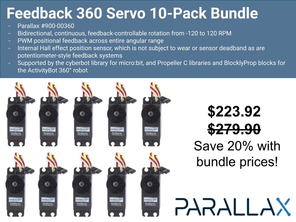 Parallax Servos In 10-Pack Bundles + Quiet Release Of Factory-calibrated, Pre-centered ...