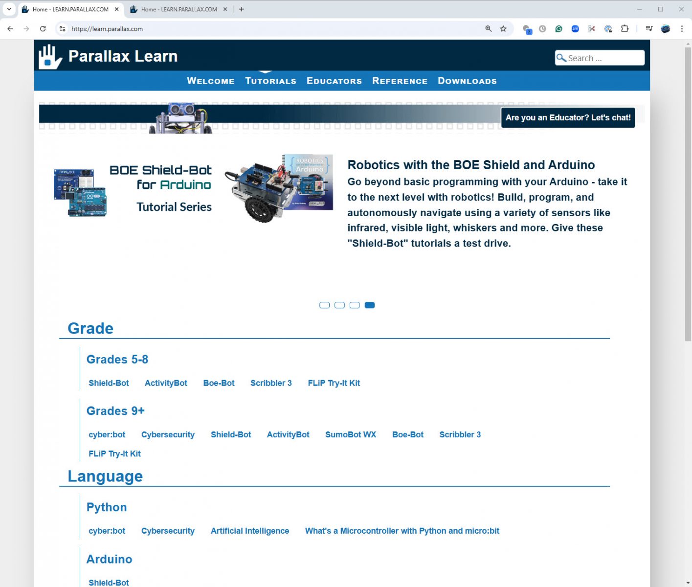New Learn Site Posted - Important News For Educators And Students! - Parallax